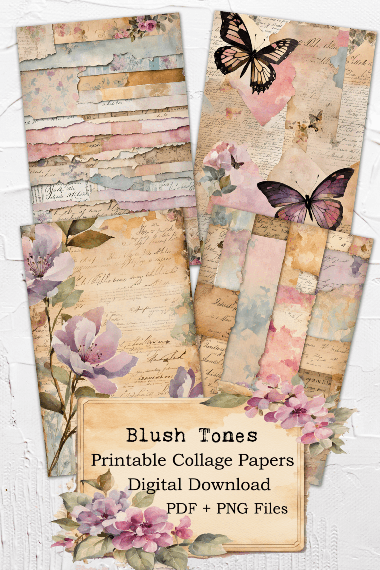 Cherry Blossoms - Printable Collage Papers (PDF + PNG) - Moonlight Memoirs